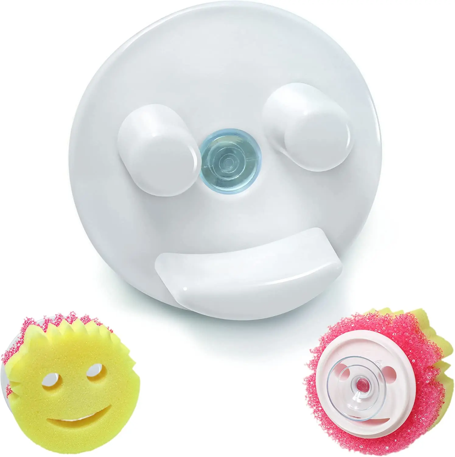 Smiley-Face-Sponge-Fixed-Bracket-Organizer-Suction-Cup-Sink-Kitchen ...