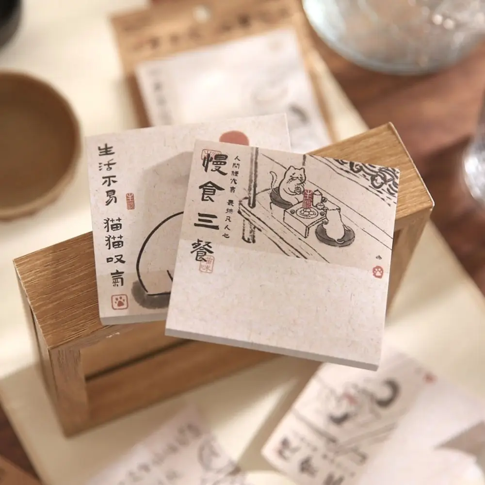 Hand-Drawn-Cat-Sticky-Notes-Diary-Tearing-Portable-Memo-Pad-Memo-Diary ...