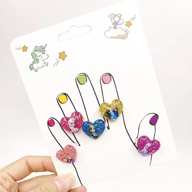 Disney Anime Frozen Ring Cartoon Gemstone Children Ring Sets Kawaii ...