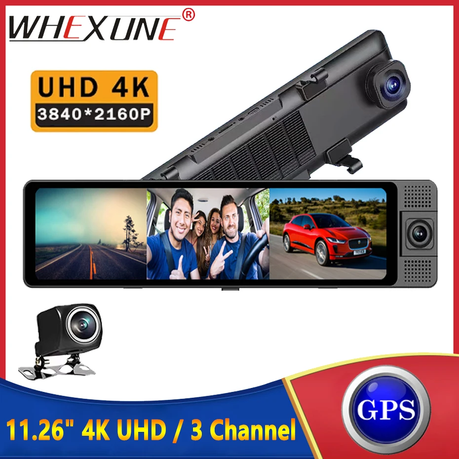 4K-Car-DVR-Dash-Cam-5Ghz-WiFi-Rearview-Mirror-3-Channel-Camera-Front ...