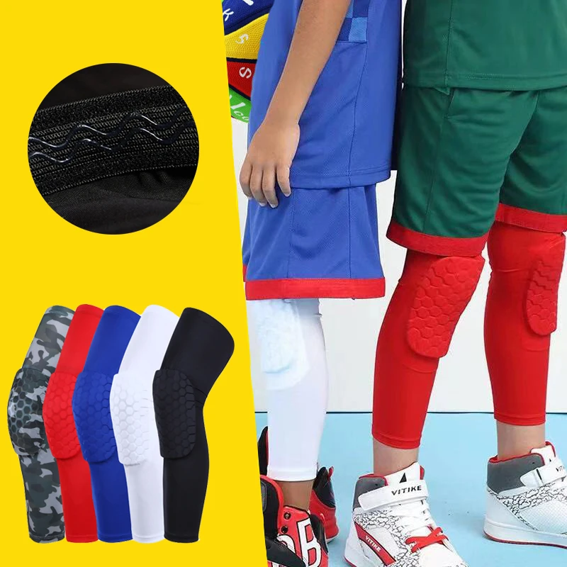 Honeycomb Basketball Knee Pads Adult Kids Long Silicone Anti-slip Leg ...