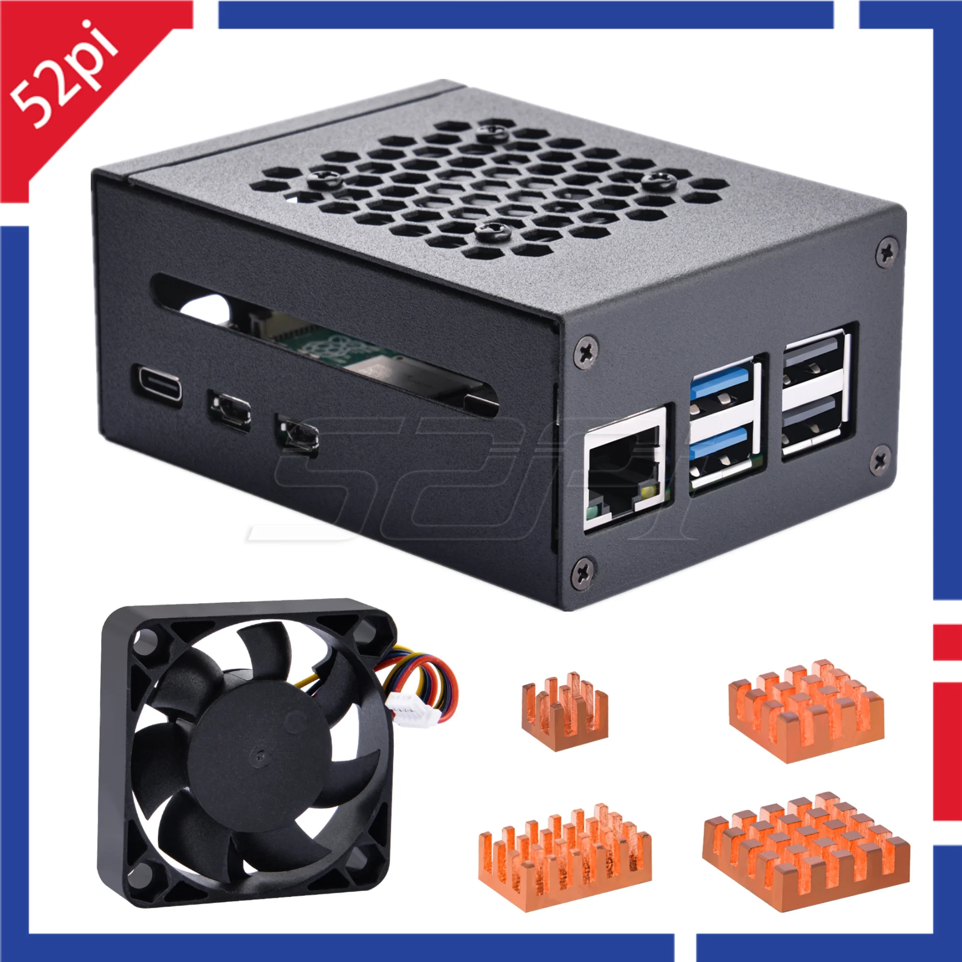 52Pi-Raspberry-Pi-5-Metal-Case-Kit-with-Fan-Adjustable-Speed-Fan-Cooler ...