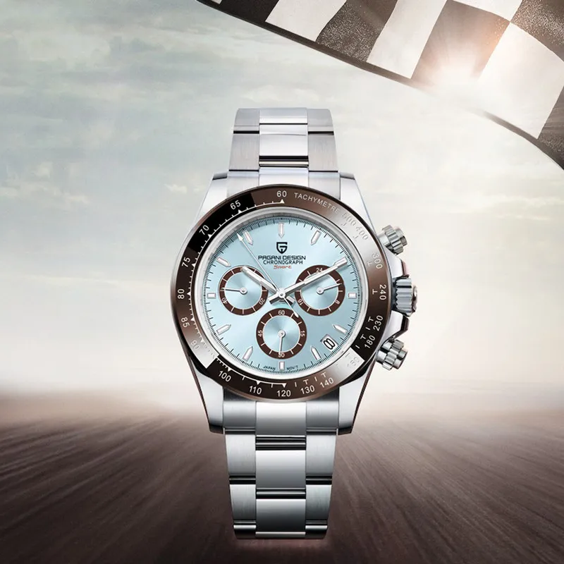 PAGANI DESIGN New Quartz Sport Chronograph 100M Waterproof AR Sapphire ...