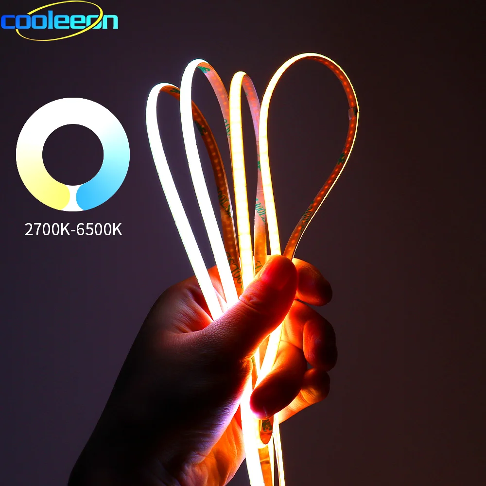 5m-10m-2700-6500K-CCT-Dimmable-Bicolor-LED-COB-Strip-12V-24V-5mm-10mm ...