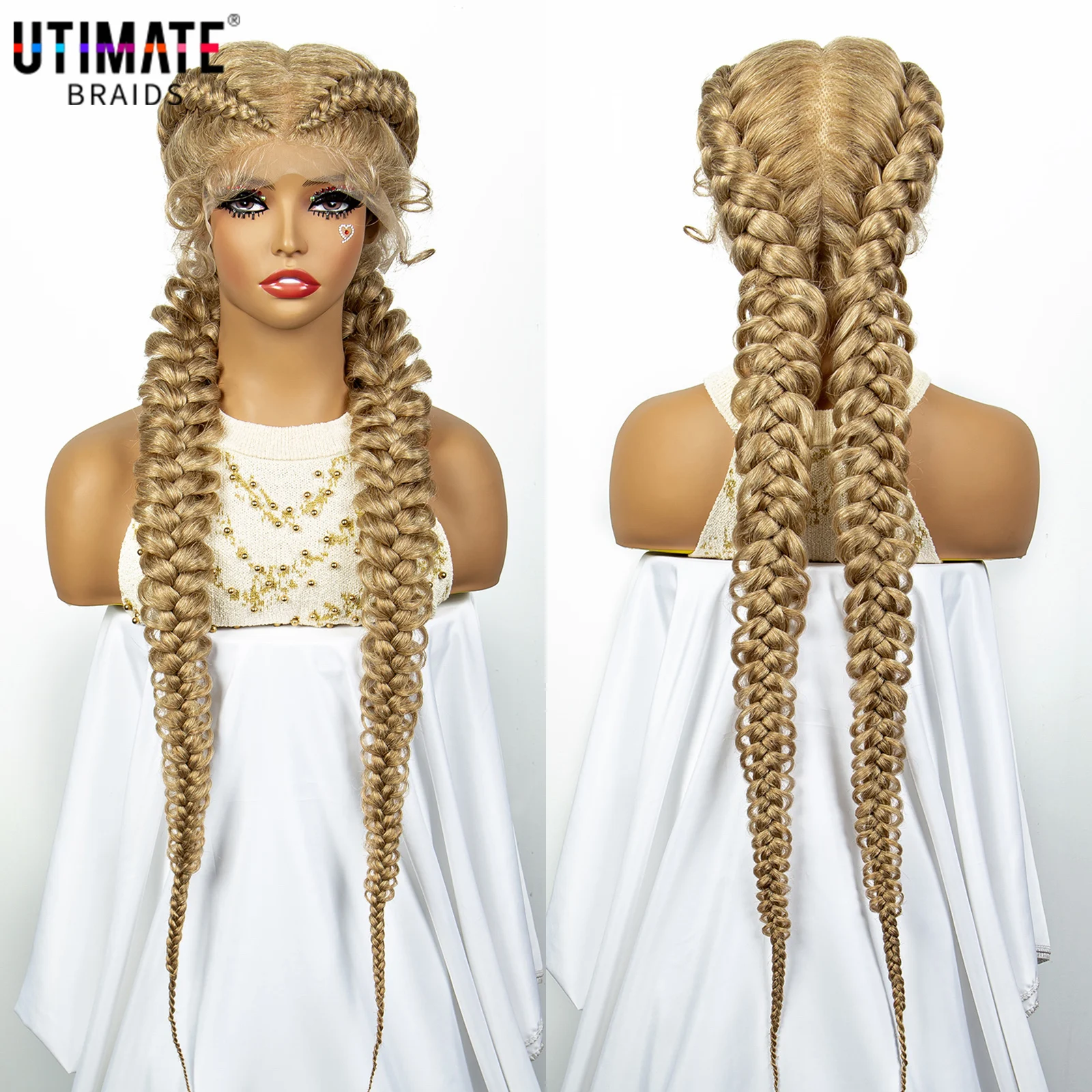 27-613-Colored-Blonde-Synthetic-Lace-Frontal-Dutch-Box-Braided-Wigs-for ...