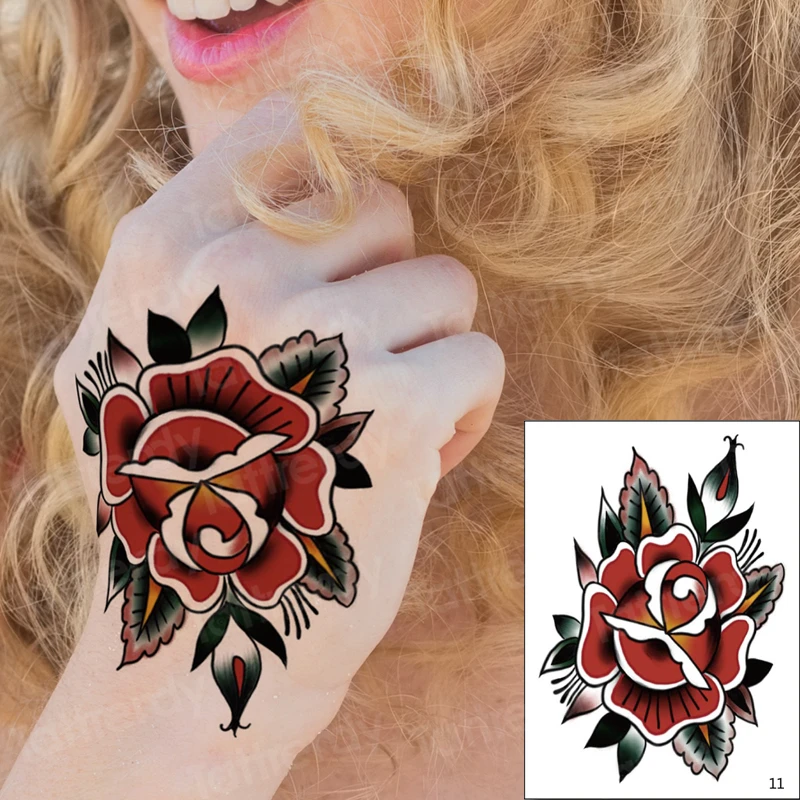 10pcs/lot hand tattoo stickers rose waterproof temporary tattoo sticker ...