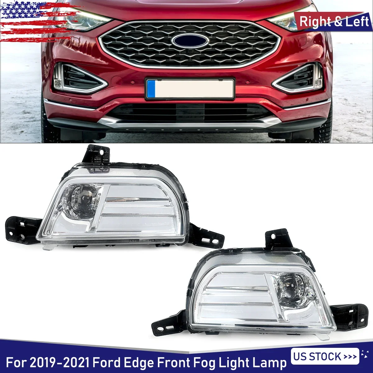 For-2019-2021-Ford-Edge-LED-Front-Bumper-Fog-Light-DRL-Lamp-Driving ...