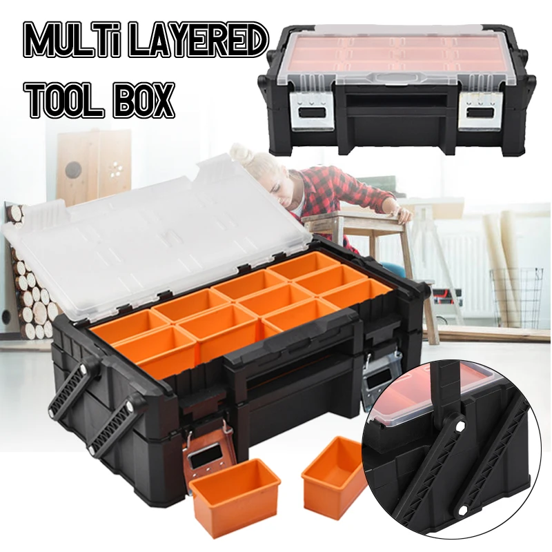 Large Waterproof Tool Box Parts Storage Box Screws Organizer Portable ...