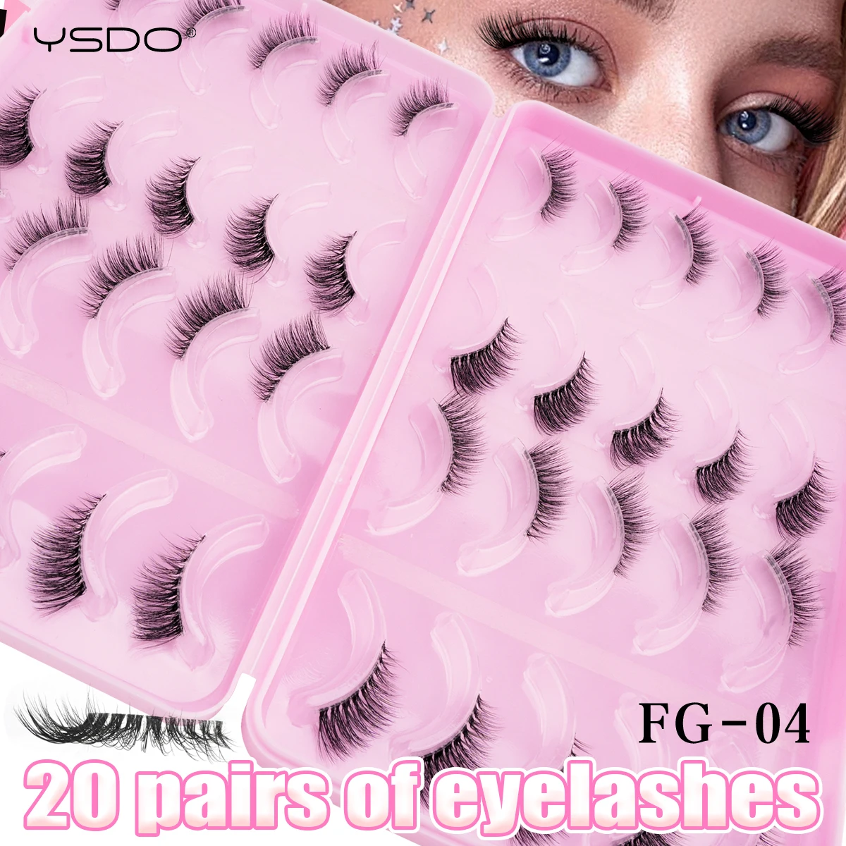 YSDO Half Eye Lashes 6/10/20 Pairs Natural 3d Mink Lashes Book Makeup ...
