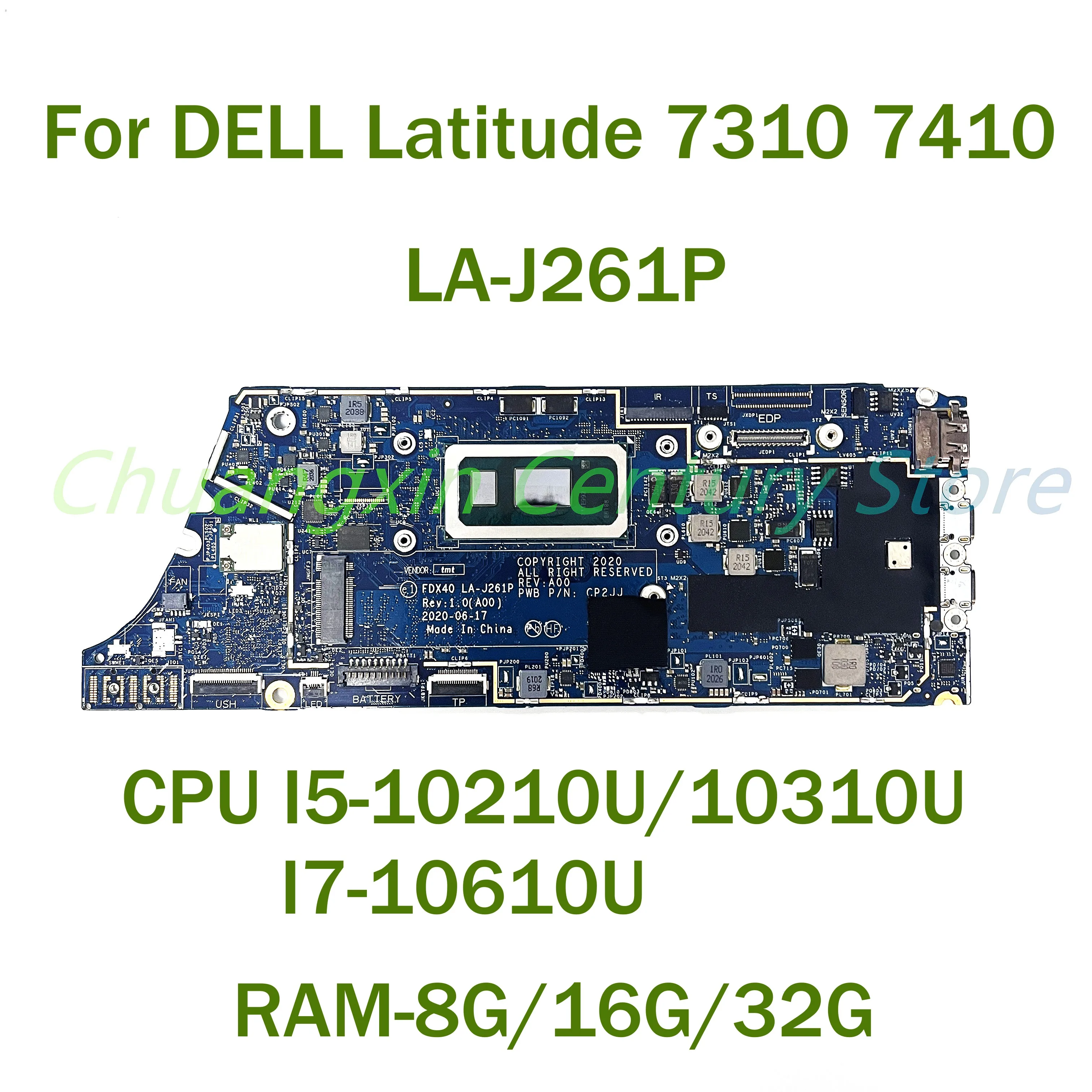 For DELL Latitude 7310 7410 Laptop motherboard LA-J261P with CPU I5 ...
