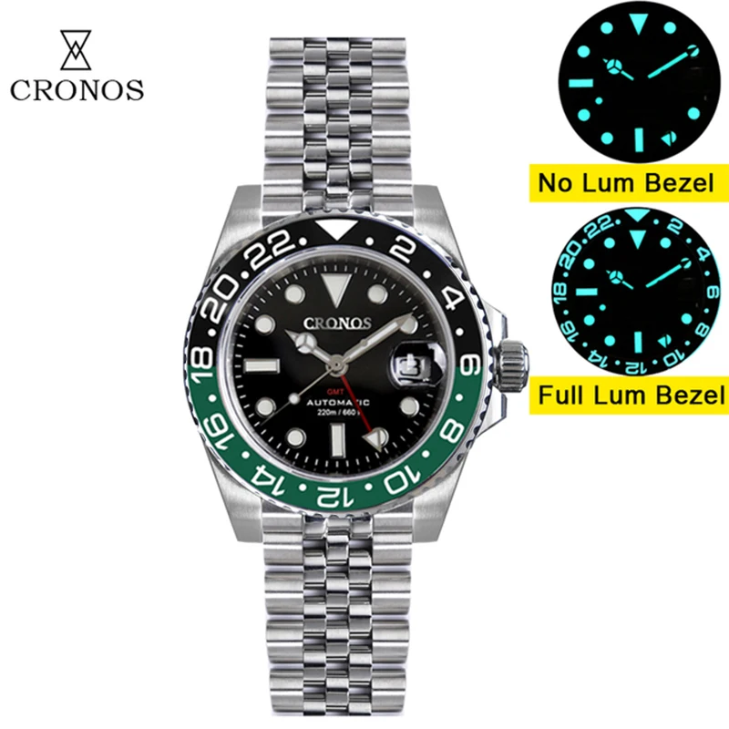 Cronos-GMT-Automatic-Men-s-Watches-Bidirectional-Bezel-Sapphire-NH34 ...