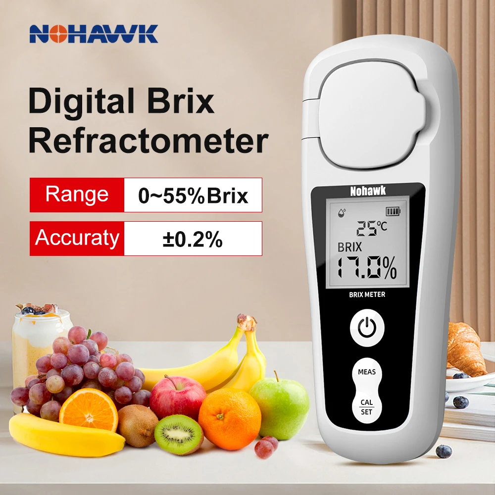 Nohawk Digital Pocket Refractometer 0-55% Range, ±0.2% Brix Accuracy ...