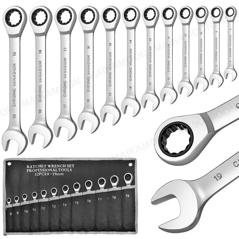 Ratcheting-Combination-Wrench-Set-Metric-Key-Wrench-Car-Repair-CR-V ...