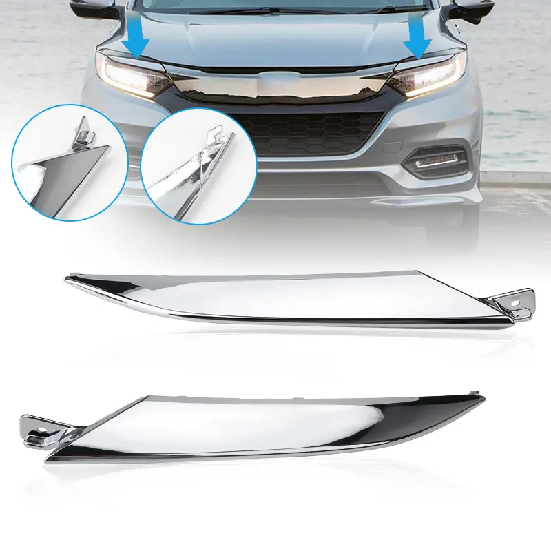 Front Left Right Hood Chrome Grille&Headlight Trim Moding For Honda HRV ...