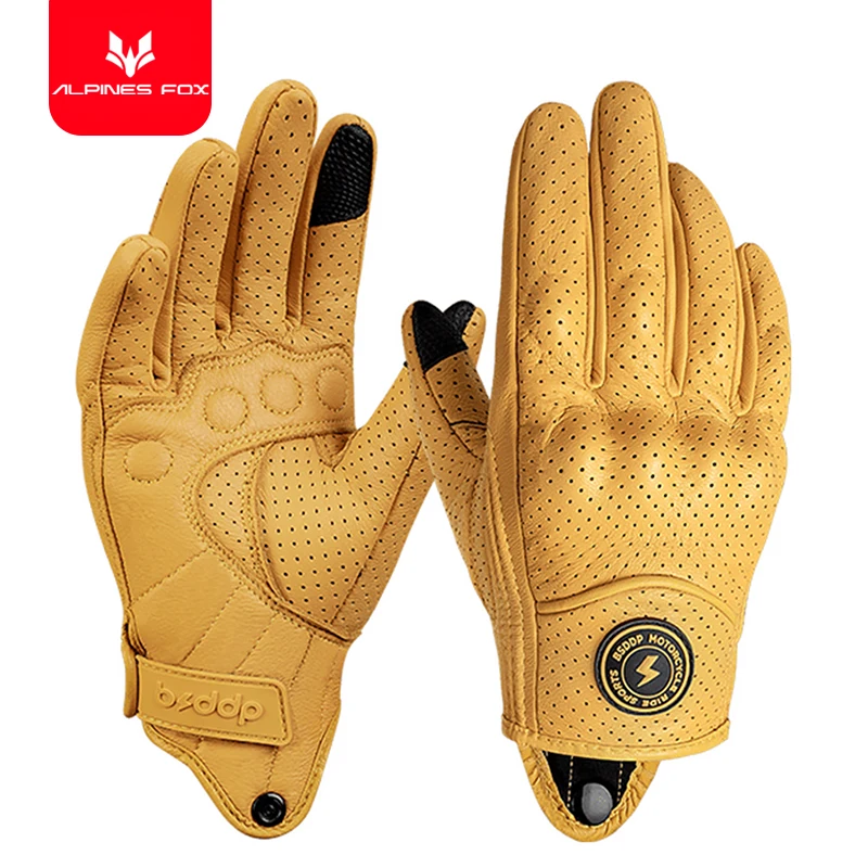 Vintage-Leather-Motorcycle-Gloves-Summer-Breathable-Full-Finger ...