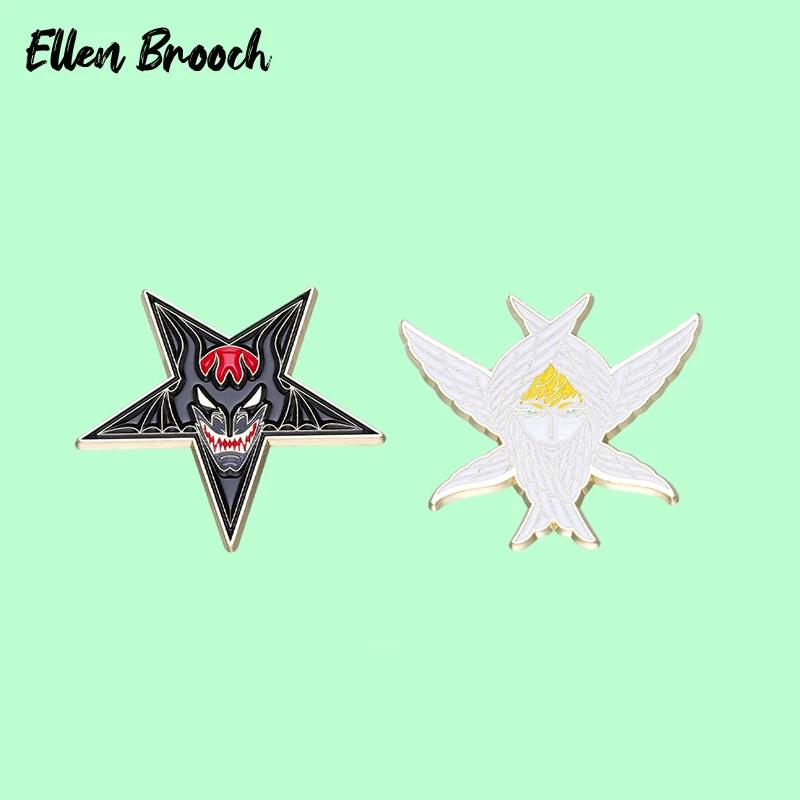 Cute-Angel-Wings-Enamel-Pins-Pentagram-Devil-Kind-Evil-Brooch-Lapel ...