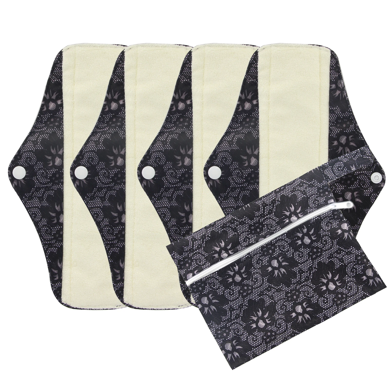 5pcs Set 4pcs Bamboo Reusable Sanitary Pads Washable Absorbent Cartoons ...