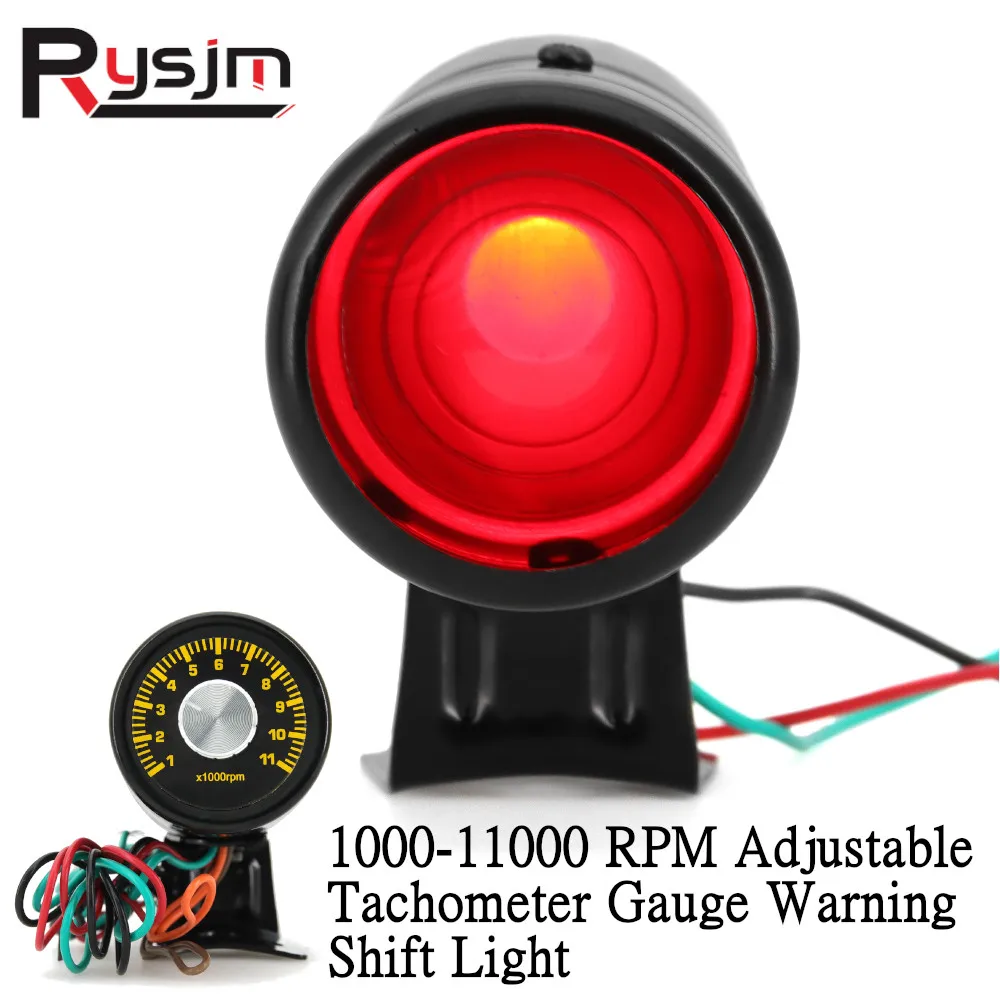 Red LED Lamp Universal 1000-11000 RPM Adjustable Tachometer Gauge ...