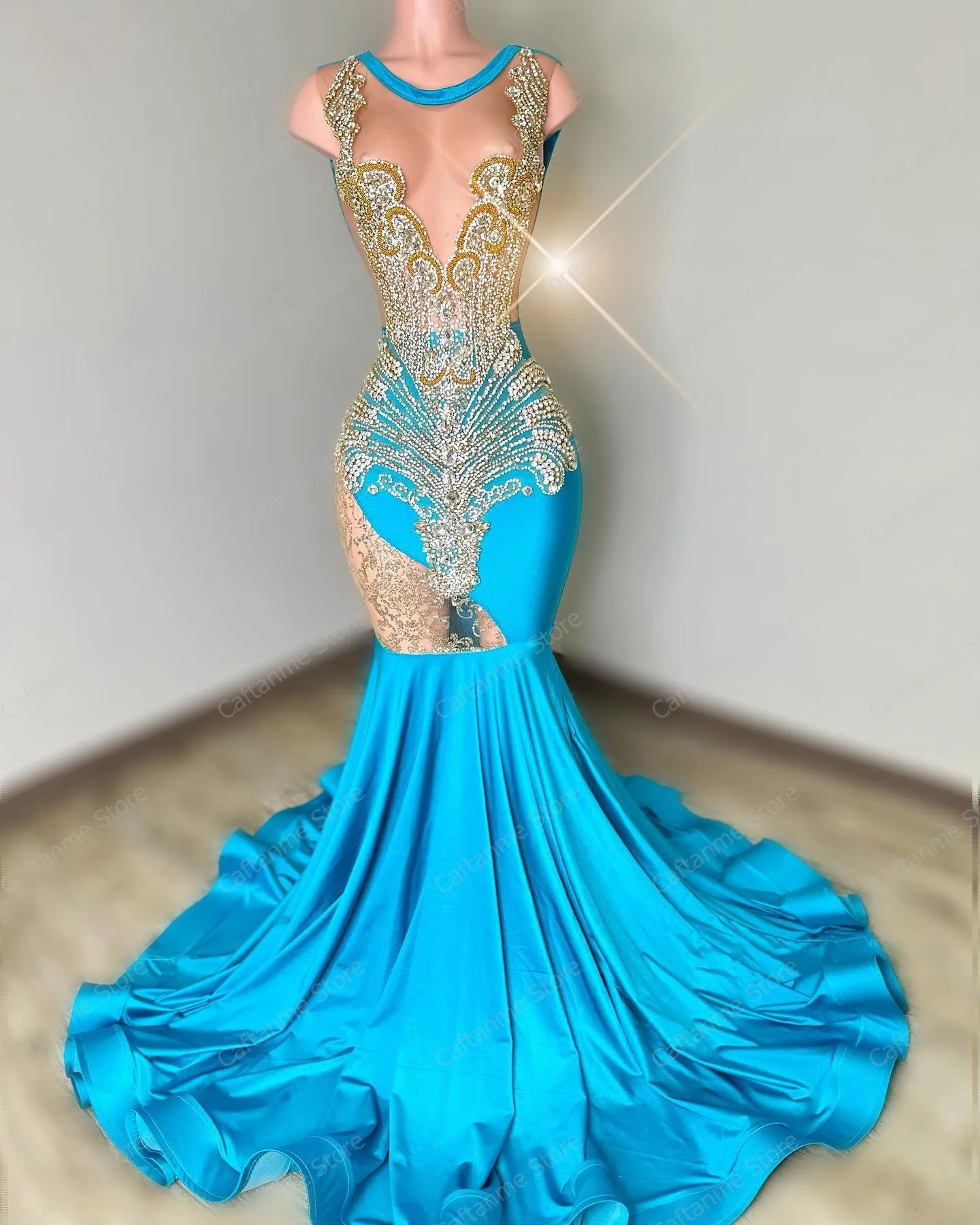 Gold Diamond Prom Dress