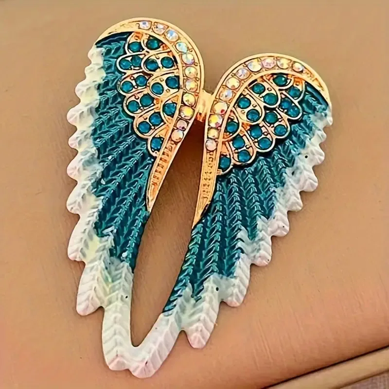 Enameled-Blue-Angel-Wings-Brooches-Women-Rhinestone-Wing-Pin-Cloth ...