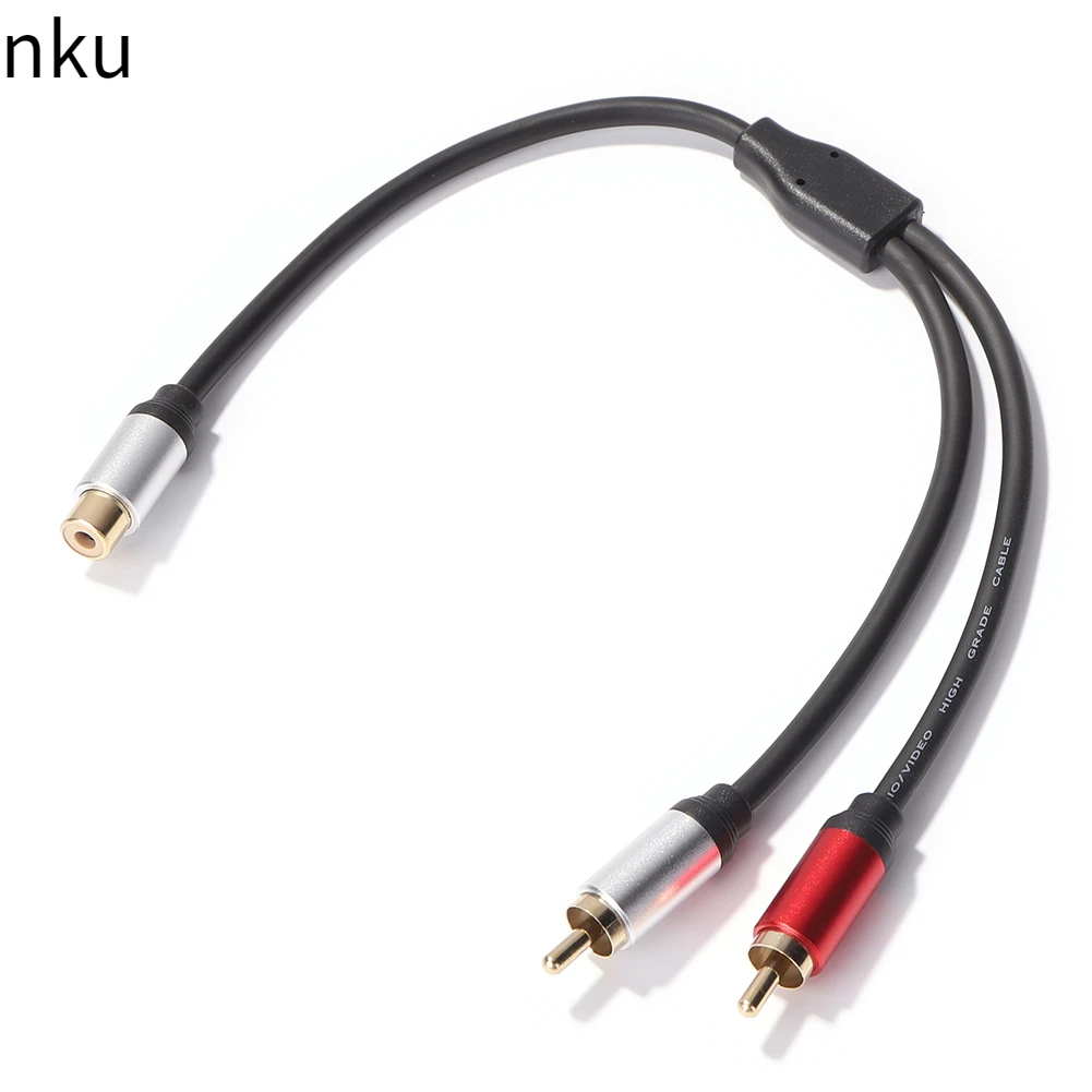 Nku-RCA-Splitter-Cable-RCA-2-Male-Plug-To-1-Female-Jack-Adapter-Stereo ...