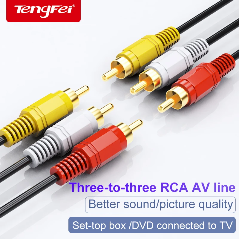 3RCA-Male-to-3-RCA-Male-Composite-Audio-Video-AV-Cable-Plug-3X-RCA ...