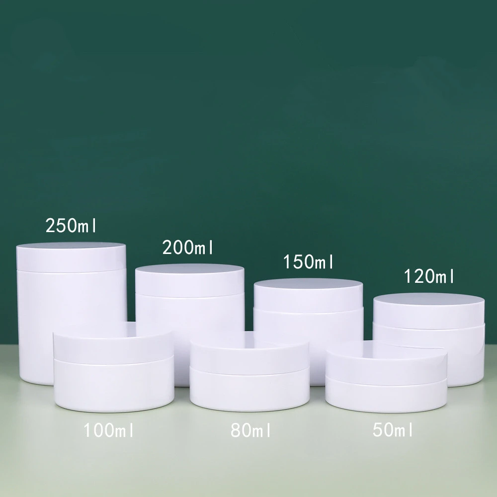 30pcs/lot 50ml-250ml White Plastic Jar With Plastic Lids Empty Cosmetic ...