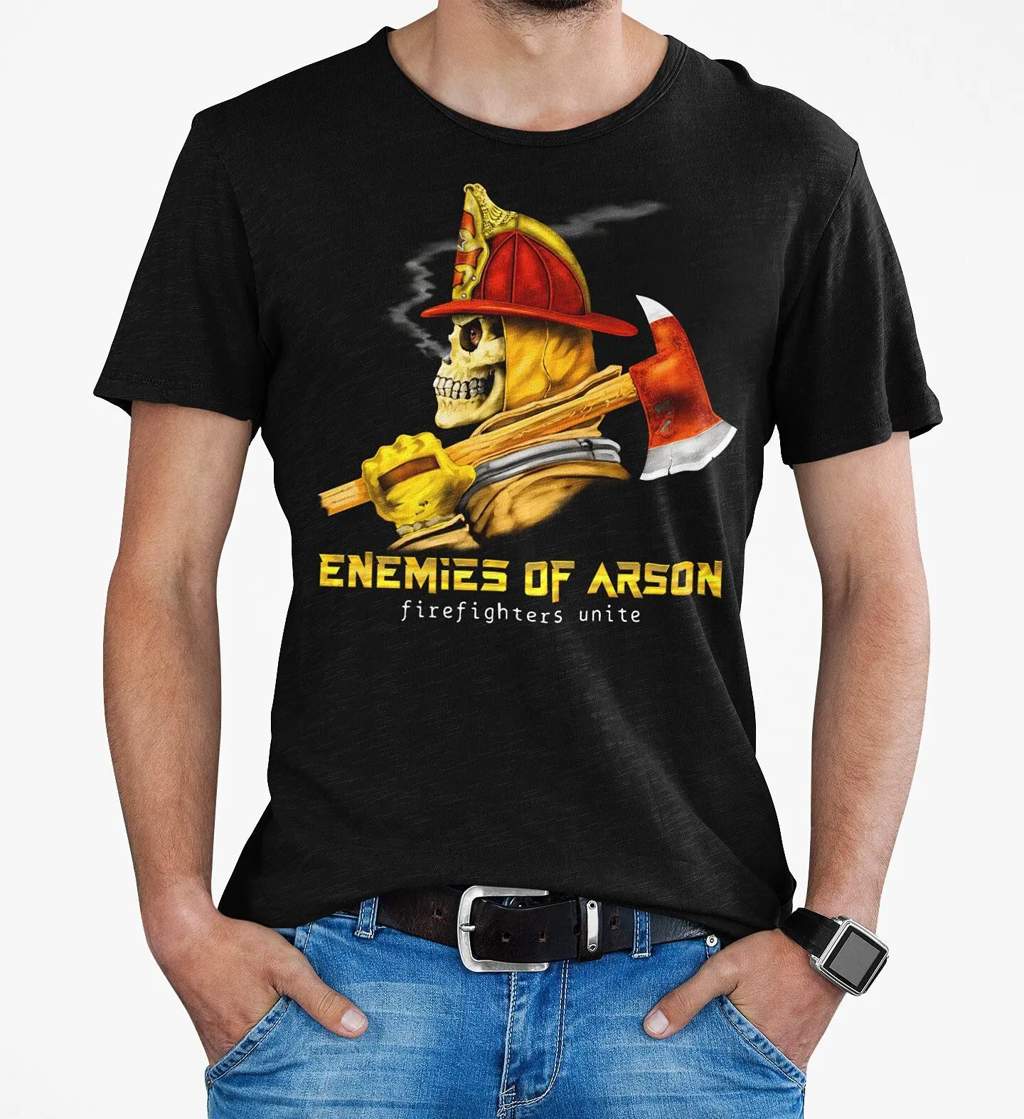 Firefighter-T-Shirt-Enemies-Of-Arson-Firefighter-Gift-For-Fireman-Or ...