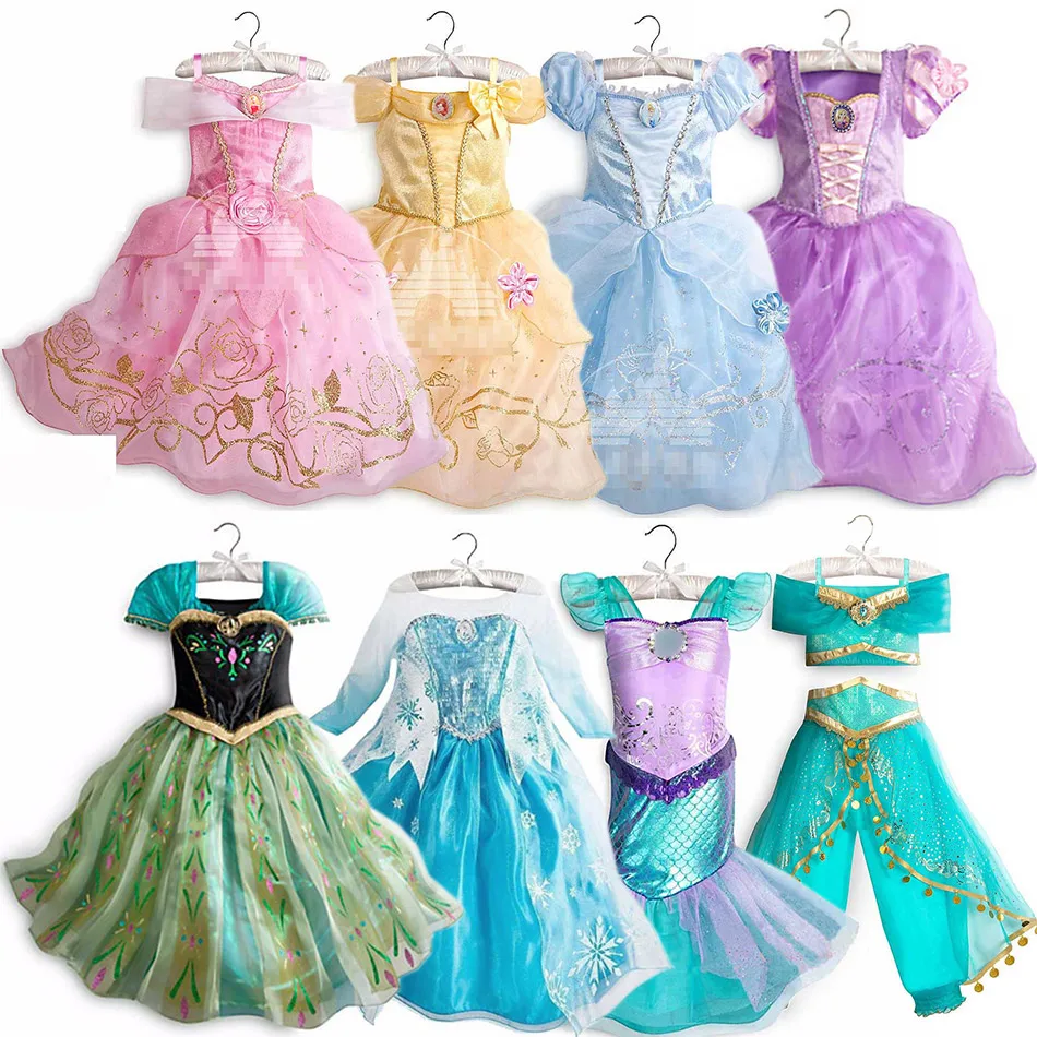 Robe De Princesse Disney Pour Filles, Tenue De Fête, Costume Elsa ...