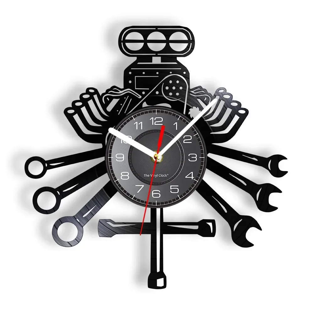 Mechanic Tools Laser Cut Longplay Wall Clock Garage Car Fixing ...