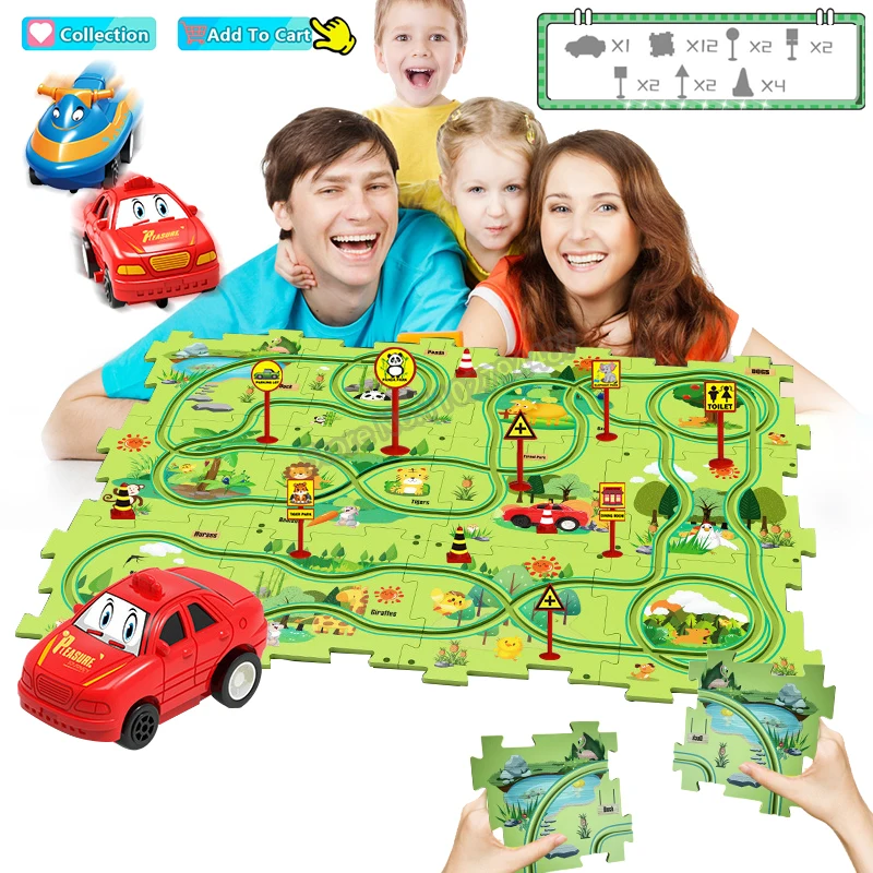 Electric-Rail-Car-Track-Racing-Kids-Puzzle-DIY-Assembled-Toys-Logic ...