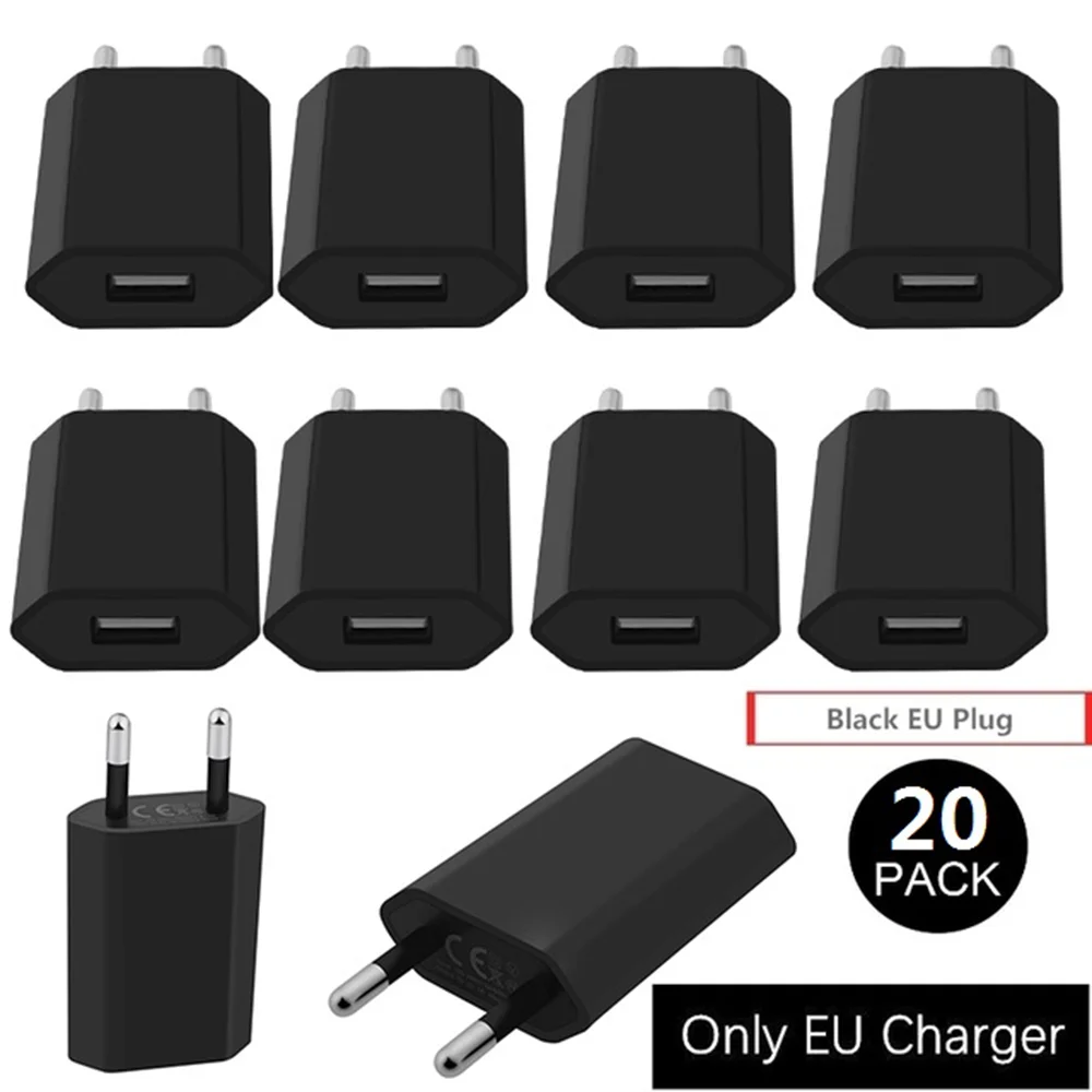20pcs-White-5V-1A-5W-Eu-Wall-Charger-Portable-Power-Adapters-AC-Home ...