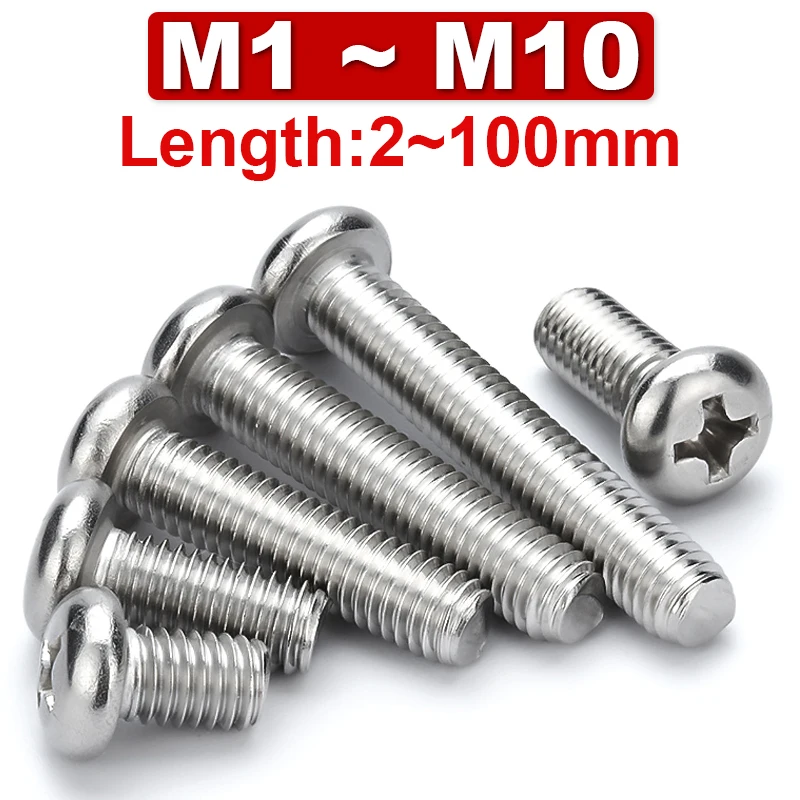 304 Stainless Steel PM Round Head Cross Screws Round Head Pan Head ...