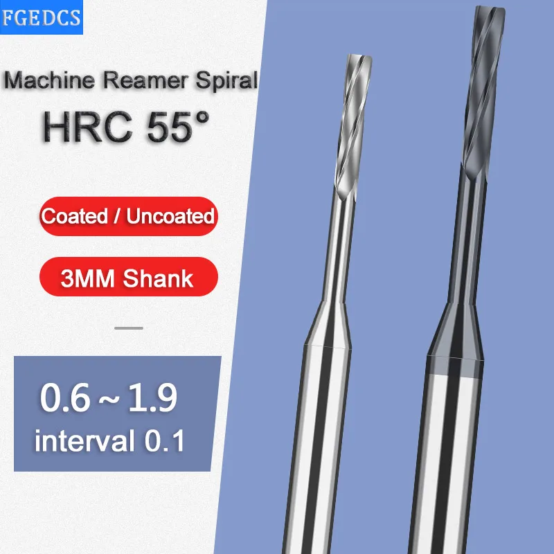 0.6mm to 1.9mm Carbide Machine Reamer Spiral Flute High Precision ...