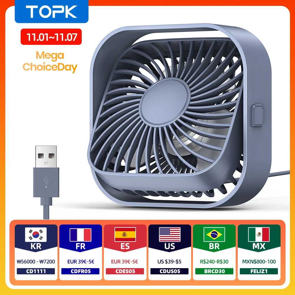 TOPK-Mini-Portable-Fan-USB-Desk-Fan-Table-Strong-Airflow-Quiet ...