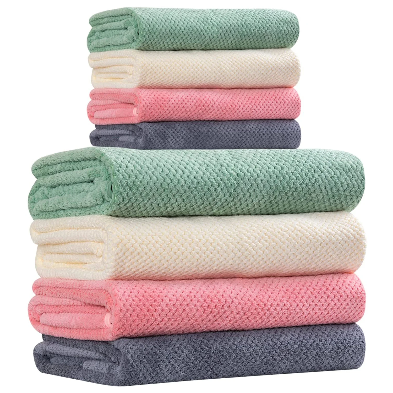 2pc-8pc-Microfiber-Bath-Towels-4-Colors-for-Shower-Pool-Beach-Bathroom ...