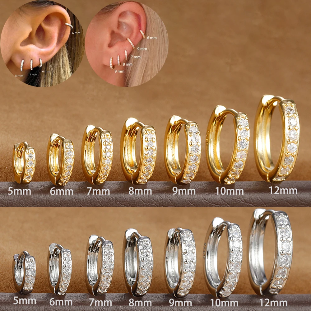 1Pair-Stainless-Steel-Huggie-Minimal-Hoop-Earrings-Little-Crystal ...