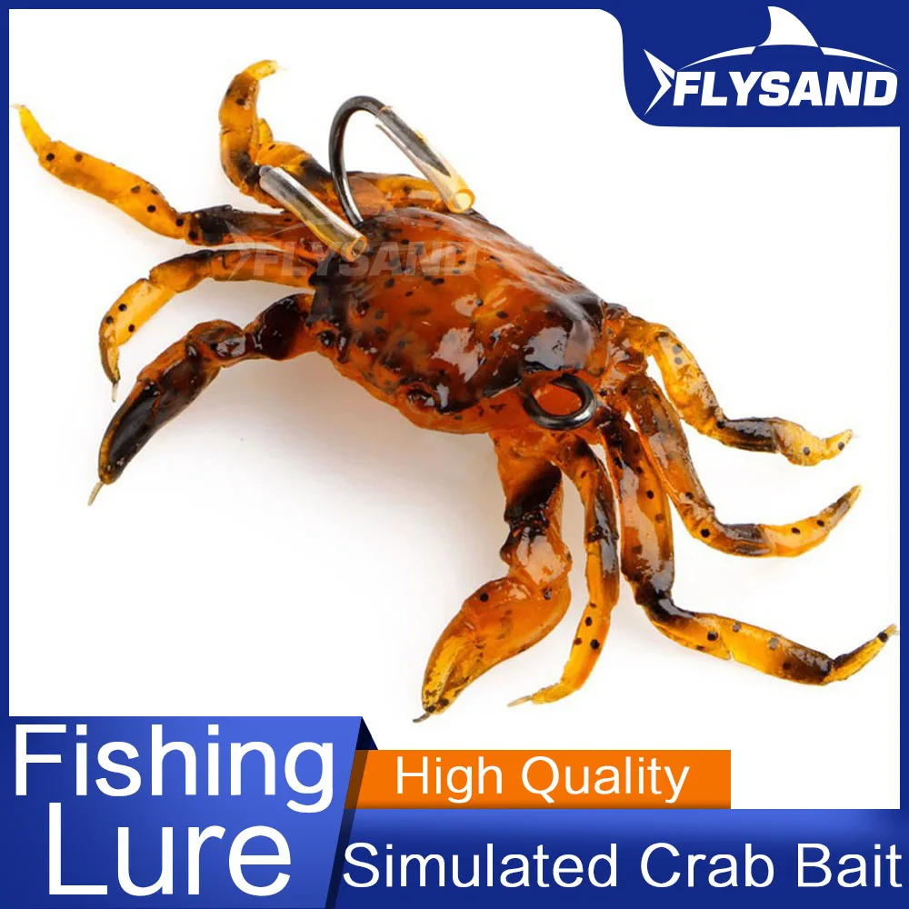 FLYSAND Bionic Crab Silicone Soft Bait Artificial Lifelike Sharp Hook ...