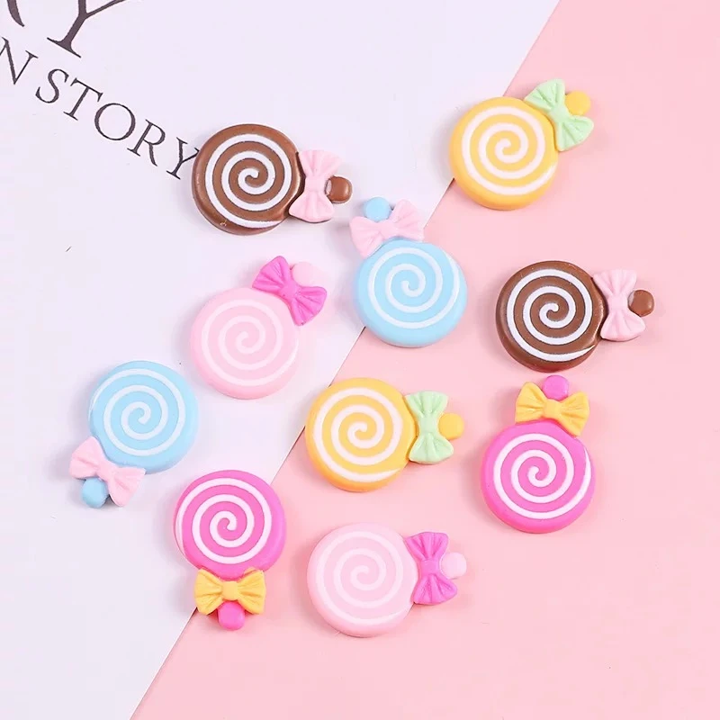 20 Pcs New Cute Mini Kawaii Lollipop Flat Back Resin Cabochons ...