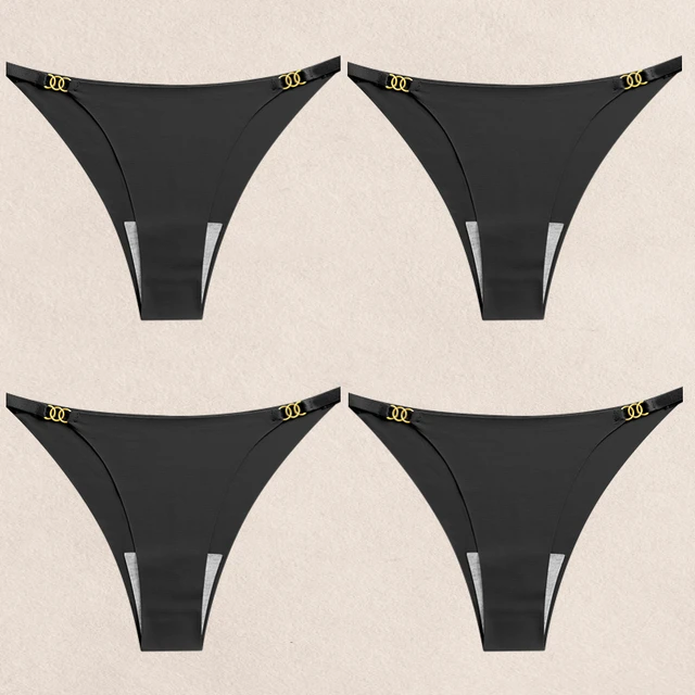 4PCS/Set Sexy G-String Women's Panties Fashion Temptation Metal Ring ...