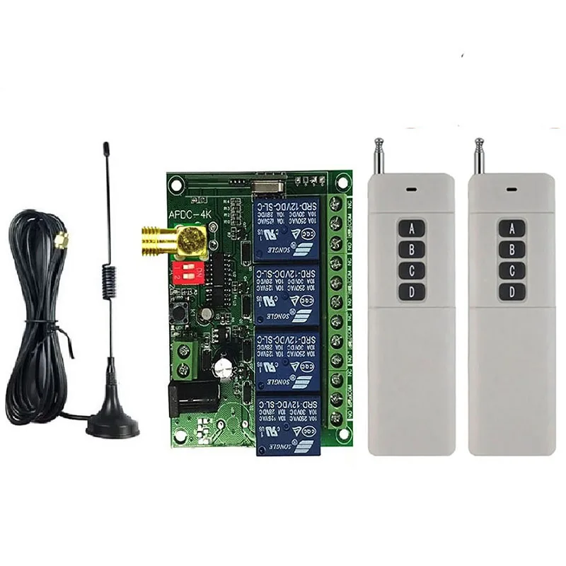 433MHZ DC12V 24V 4CH RF Wireless Remote Control Switch Radio Receiver ...