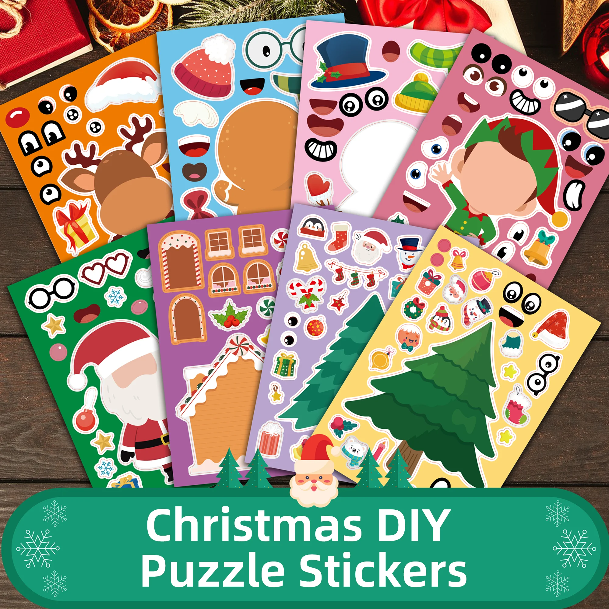32pcs-Christmas-Stickers-Face-DIY-Puzzle-Mix-and-Match-Stickers ...