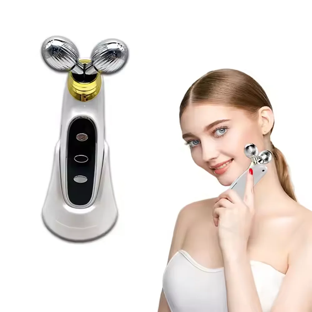 Face Skin Roller Electric Microcurrent Vibrating Facial Lift Massager ...