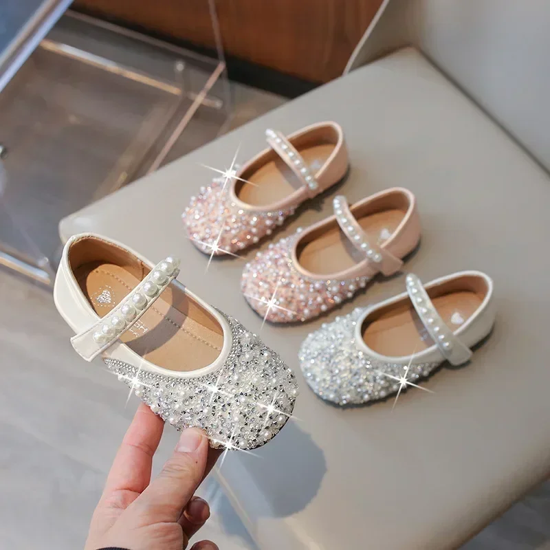 Girls Shoes Children's Princess Shoes Spring Autumn New Crystal Medium ...