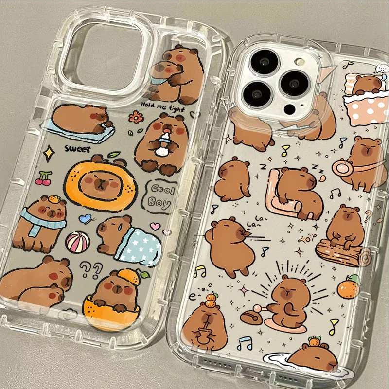 Lovely-Cartoon-Capybara-Printing-Clear-Protective-Case-For-iPhone-16-15 ...