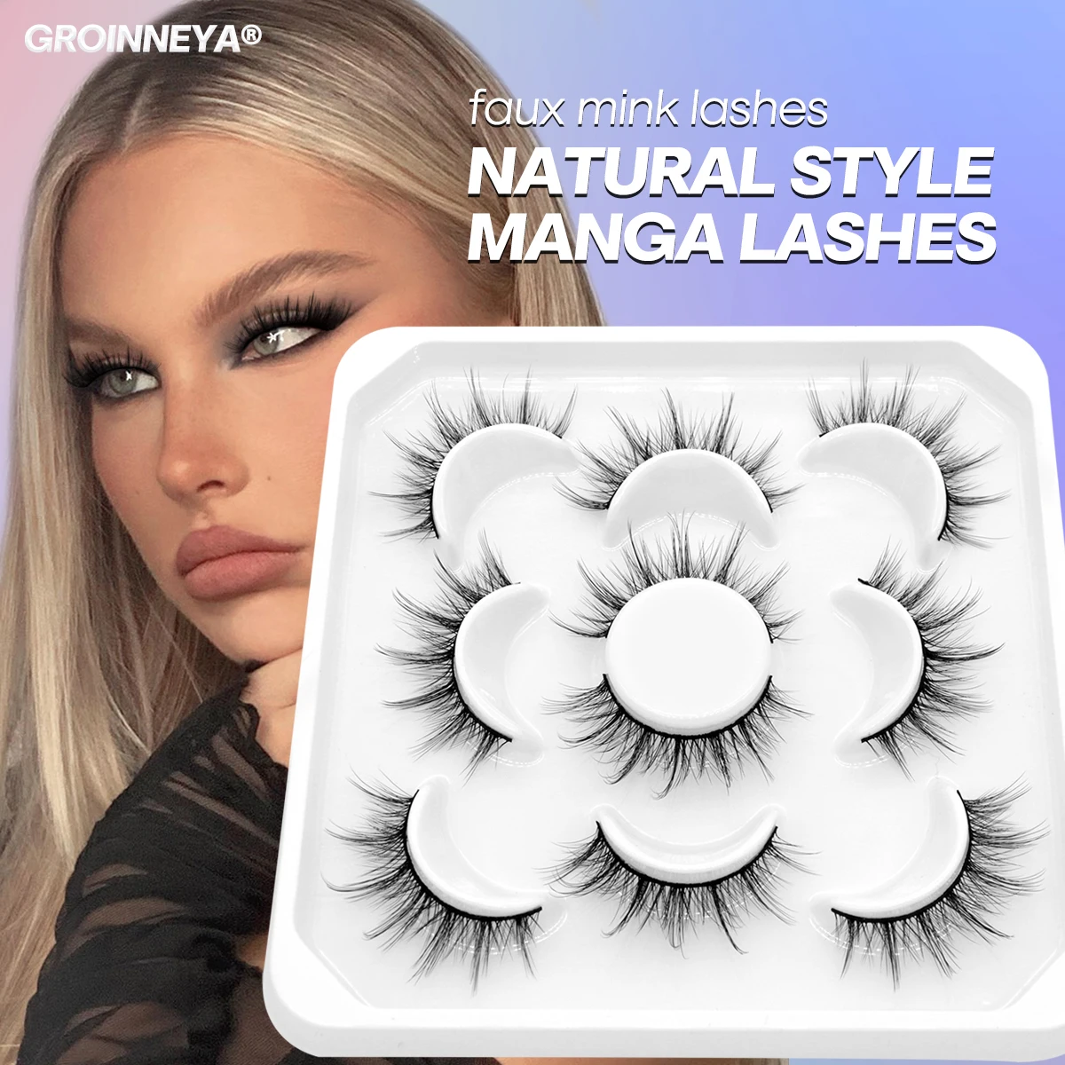 GROINNEYA-5-Pairs-Eyelashes-Manga-Lashes-Natural-Cosplay-False-Lashes ...