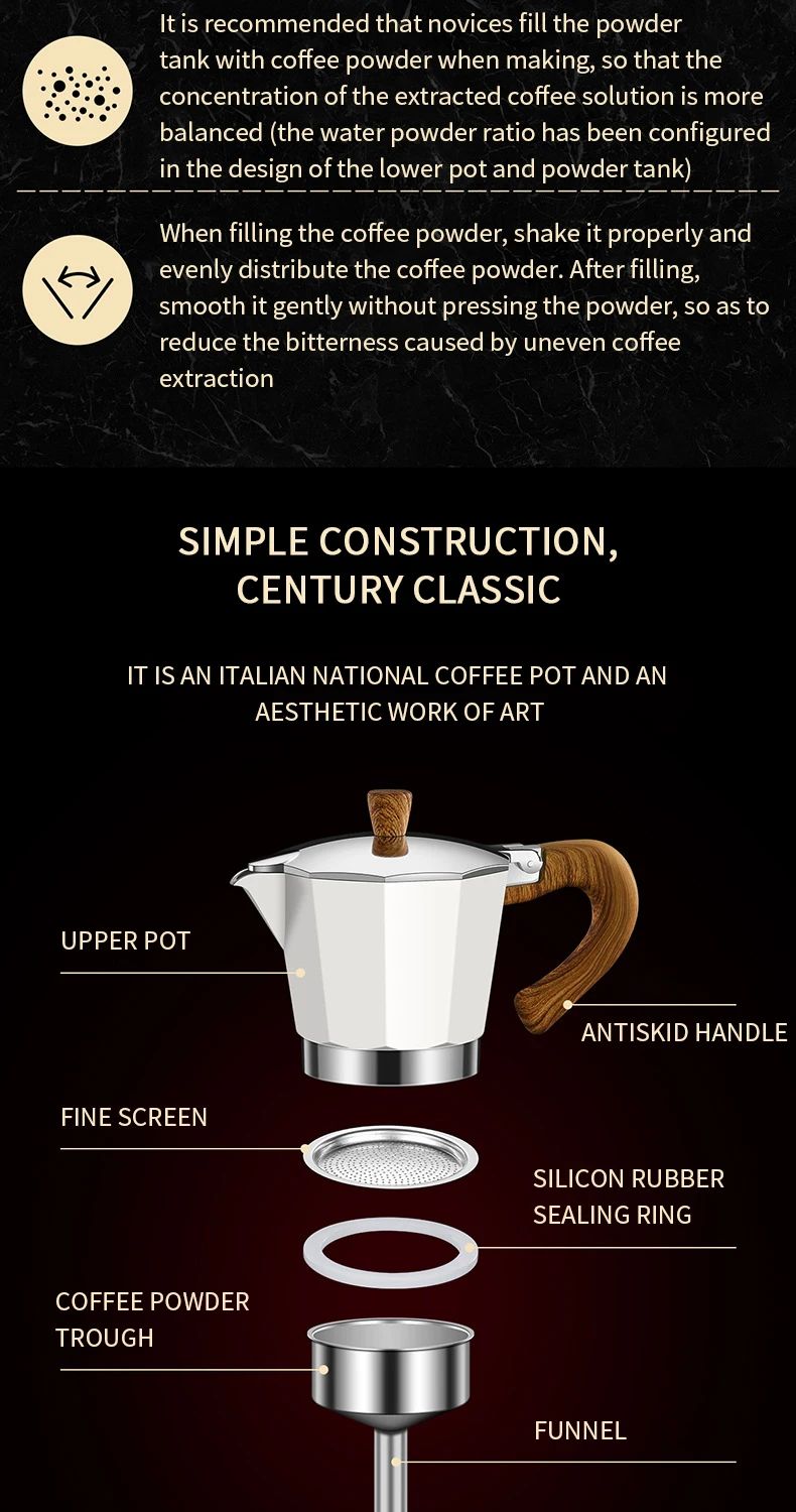 Cafetière Moka Pot à café italien, Machine à expresso en aluminium ...