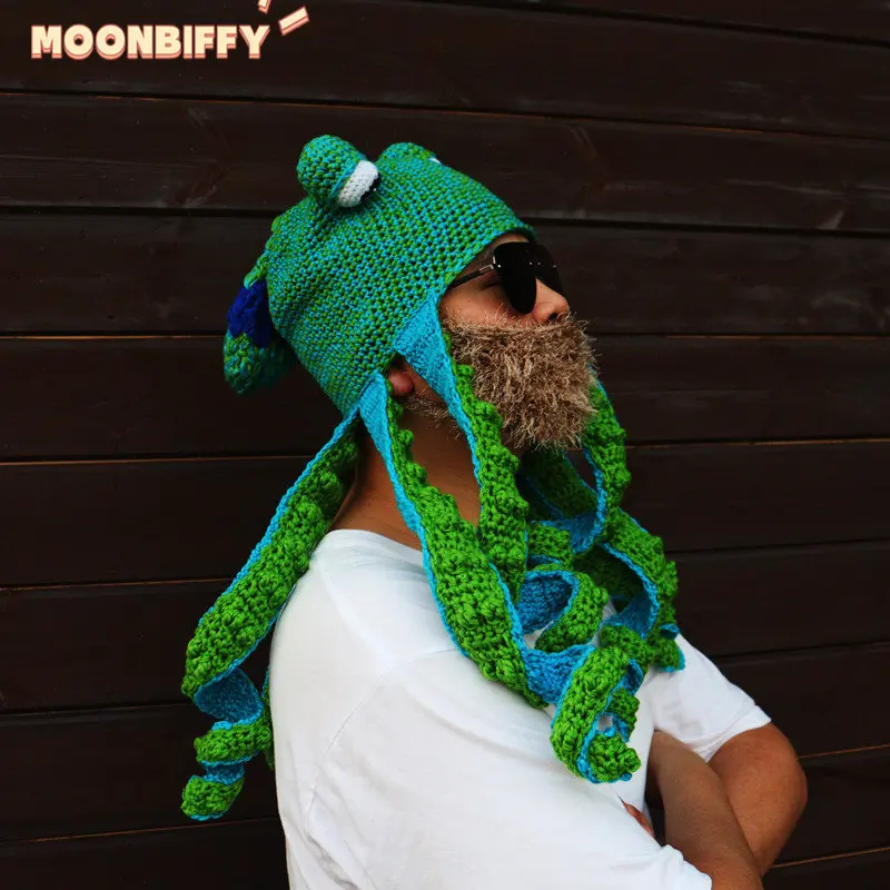 Hat-Knitted-Hat-Cartoon-Octopus-Halloween-Wacky-hat-Unisex-Funny-Hat ...