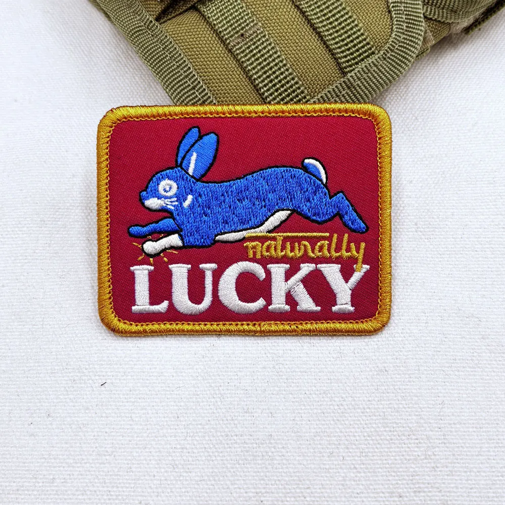 The running rabbit Embroidered Patch Hook & Loop Sew on Embroidery ...