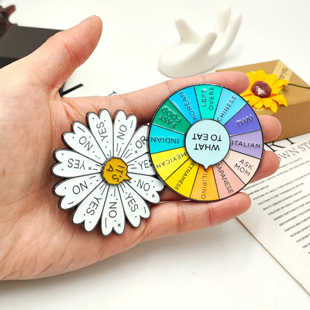Rotatable-Spinning-Wheel-Pins-Sunflower-What-To-Eat-Enamel-Sliding ...